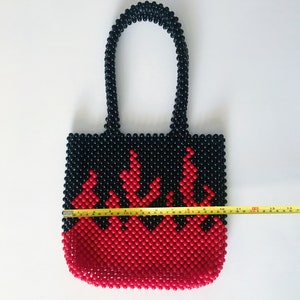 Flaming Beaded Bag,red & Black Bead Bag, Red Bead Bag,valentine's Day ...