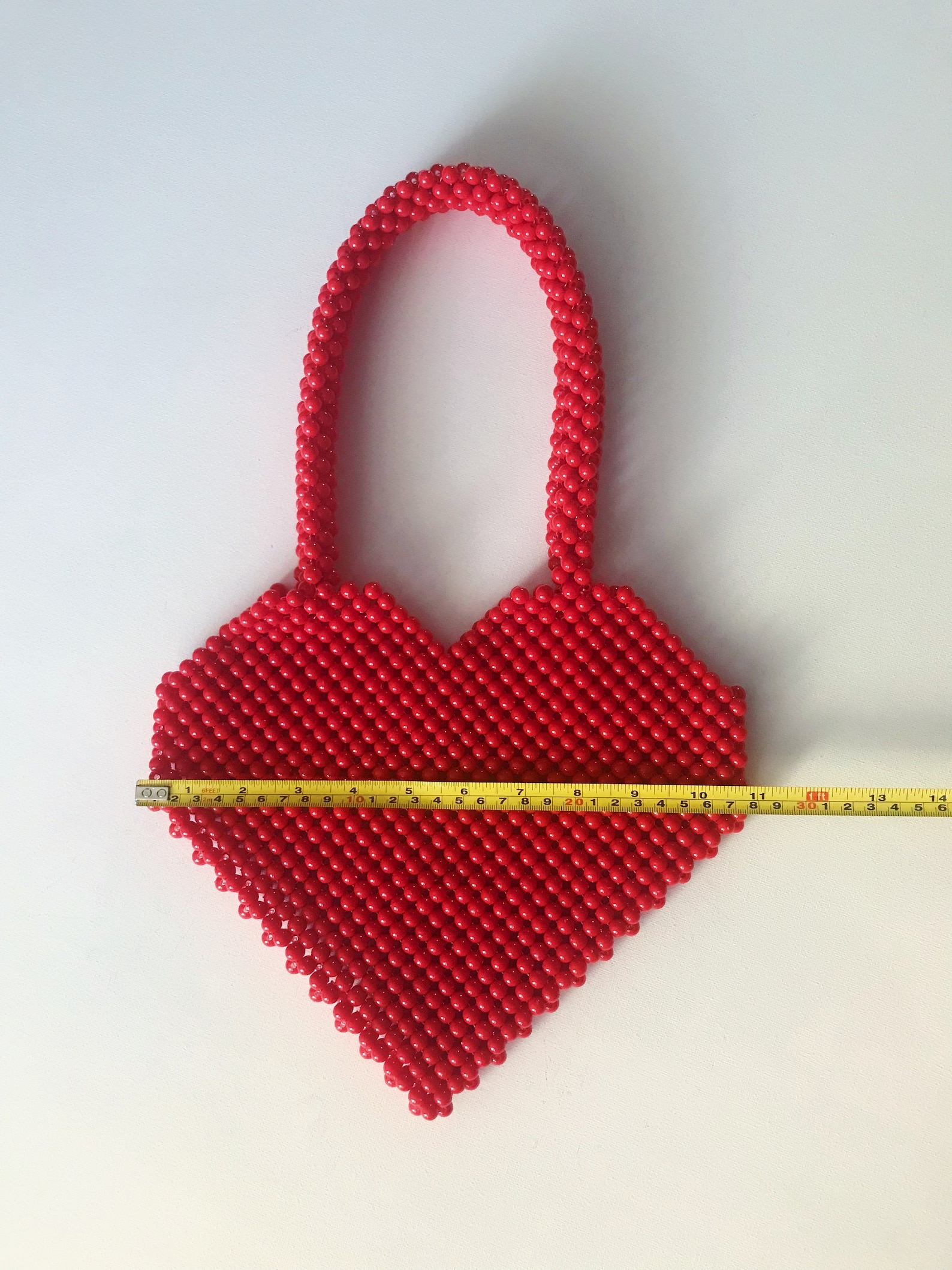 Handmade Red Heart Bead Bag, Valentine's Day Gift - Etsy