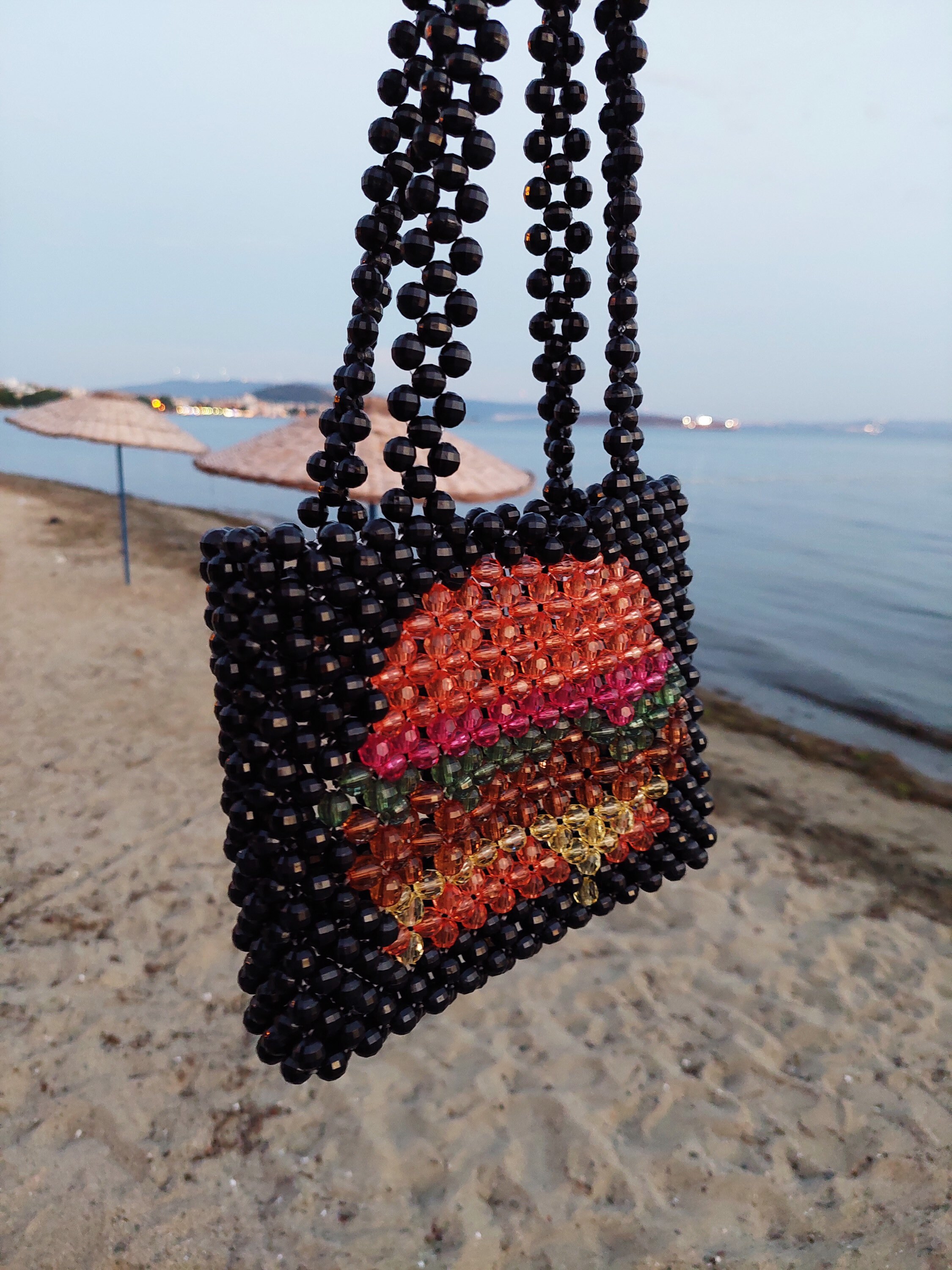 Hamburger Beaded Bag Hamburger Bead Bag Crystal Spiral Bead - Etsy