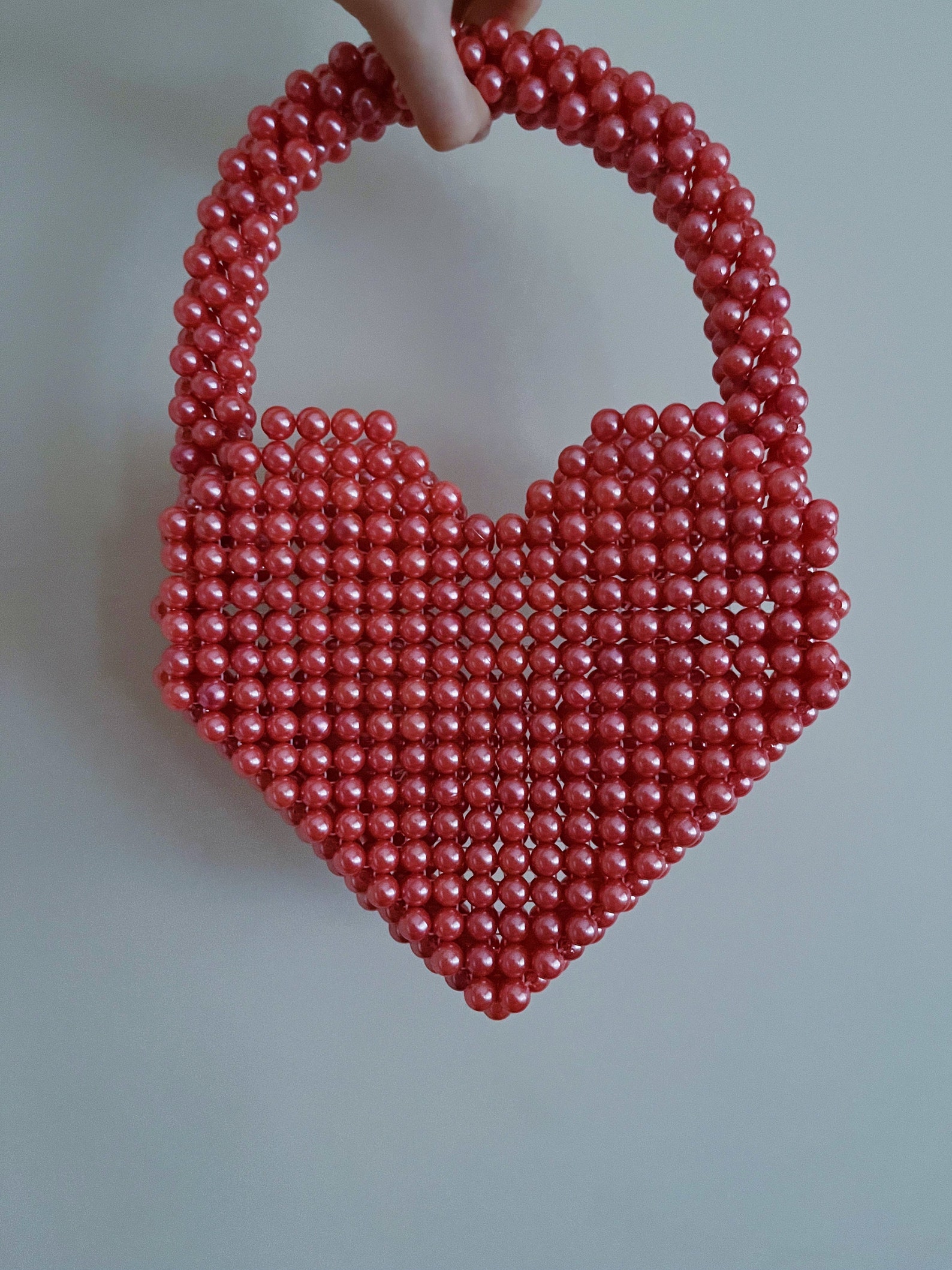 Handmade Heart Bead Bag, Red Beaded Purse, Valentine's Gift - Etsy