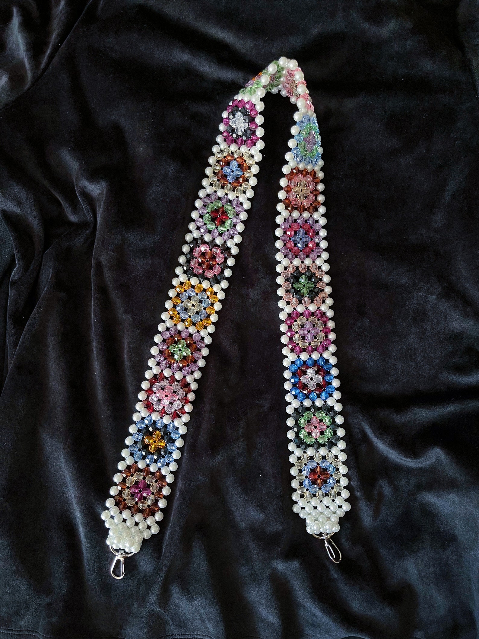 Granny Square Bag Strap, Beaded Crossbody Bag Strap, Shoulder Bag Strap ...