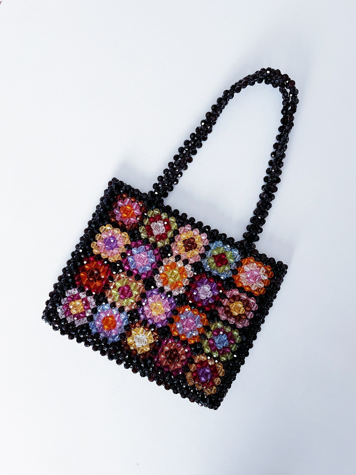 Granny Square Bead Bag Granny Square Crystal Orange Beaded - Etsy