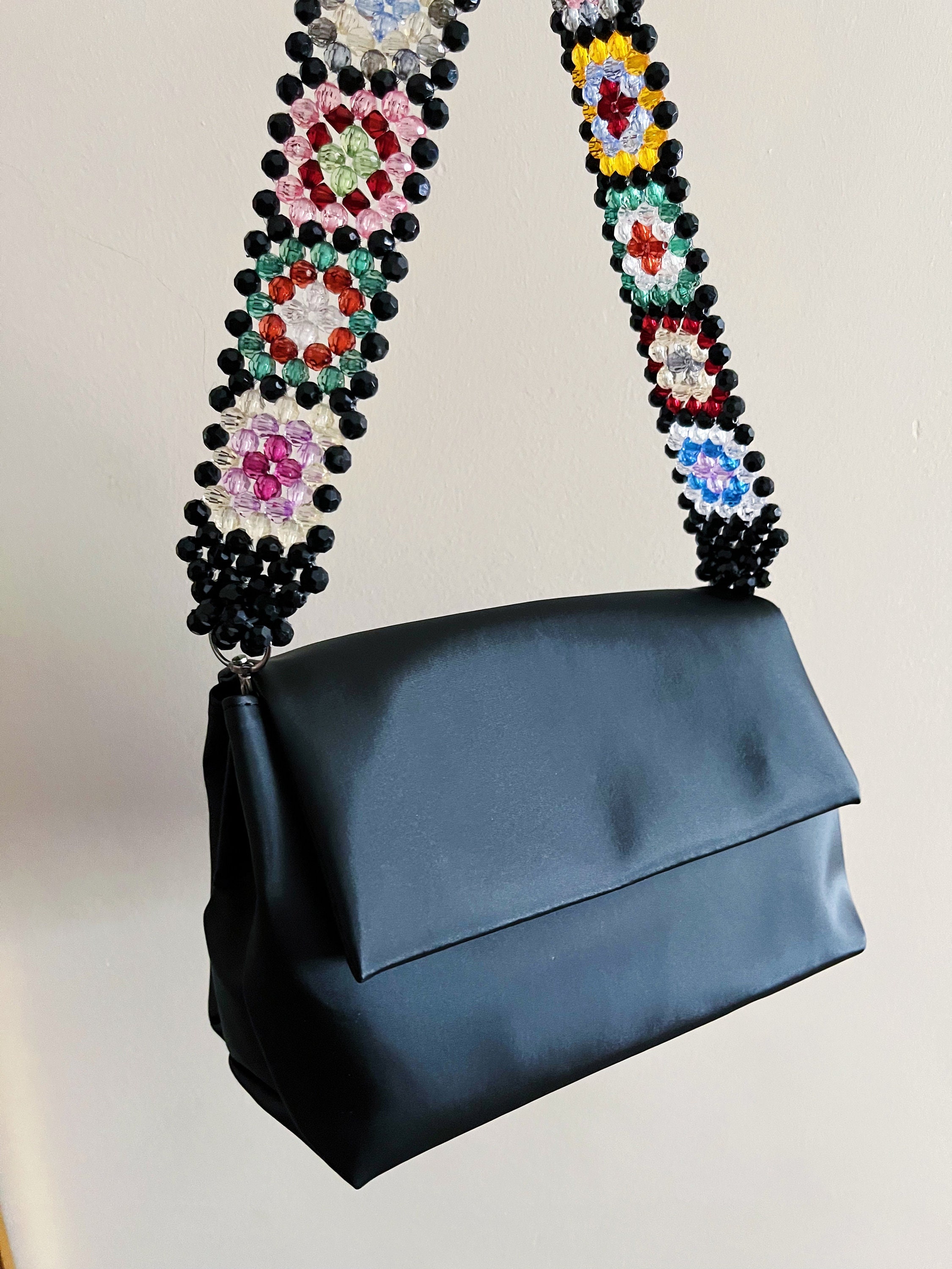 Handmade Granny Square Beaded Bag Strap, Crystal Beads - Etsy