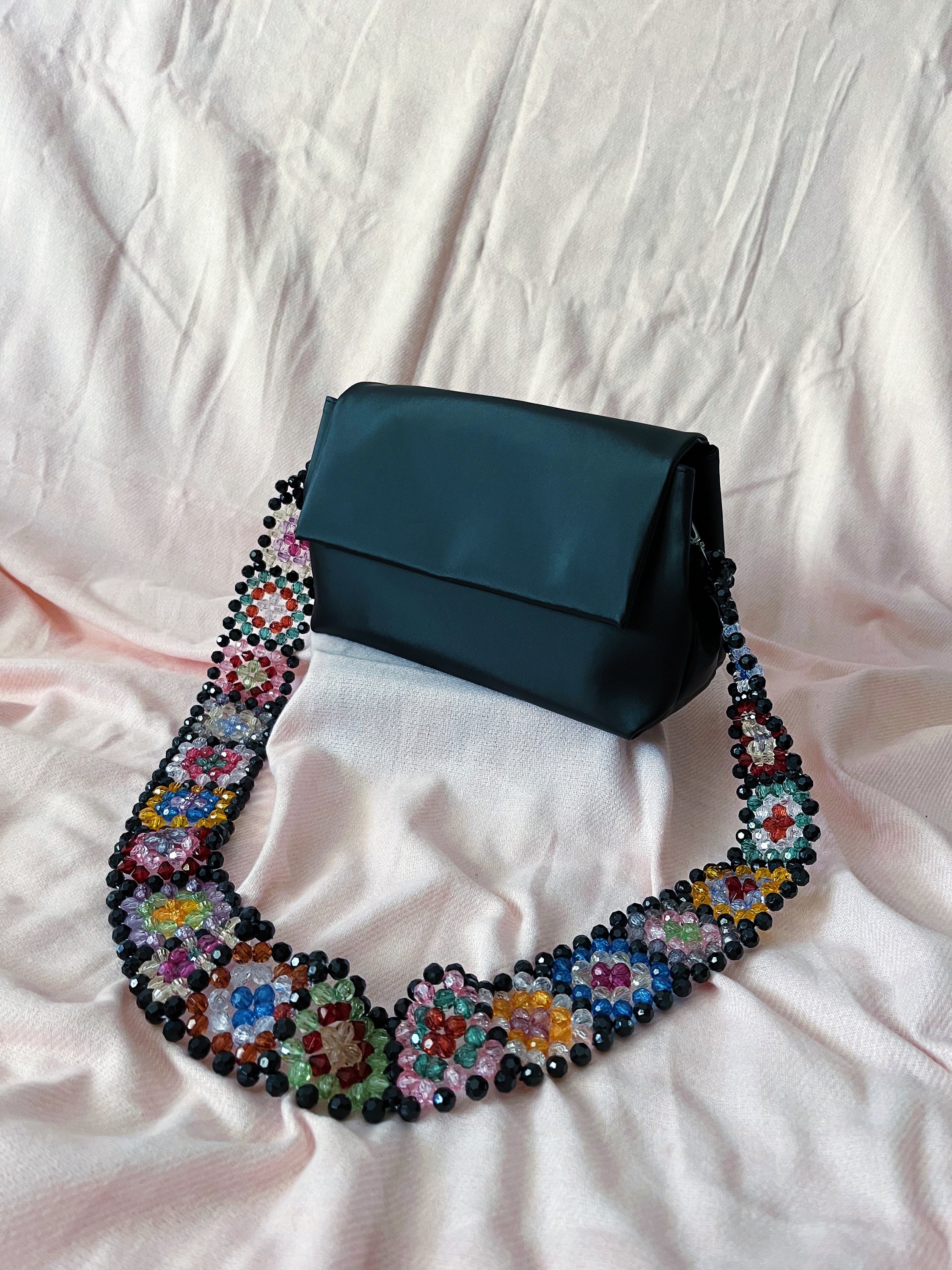 Handmade Granny Square Beaded Bag Strap, Crystal Beads - Etsy