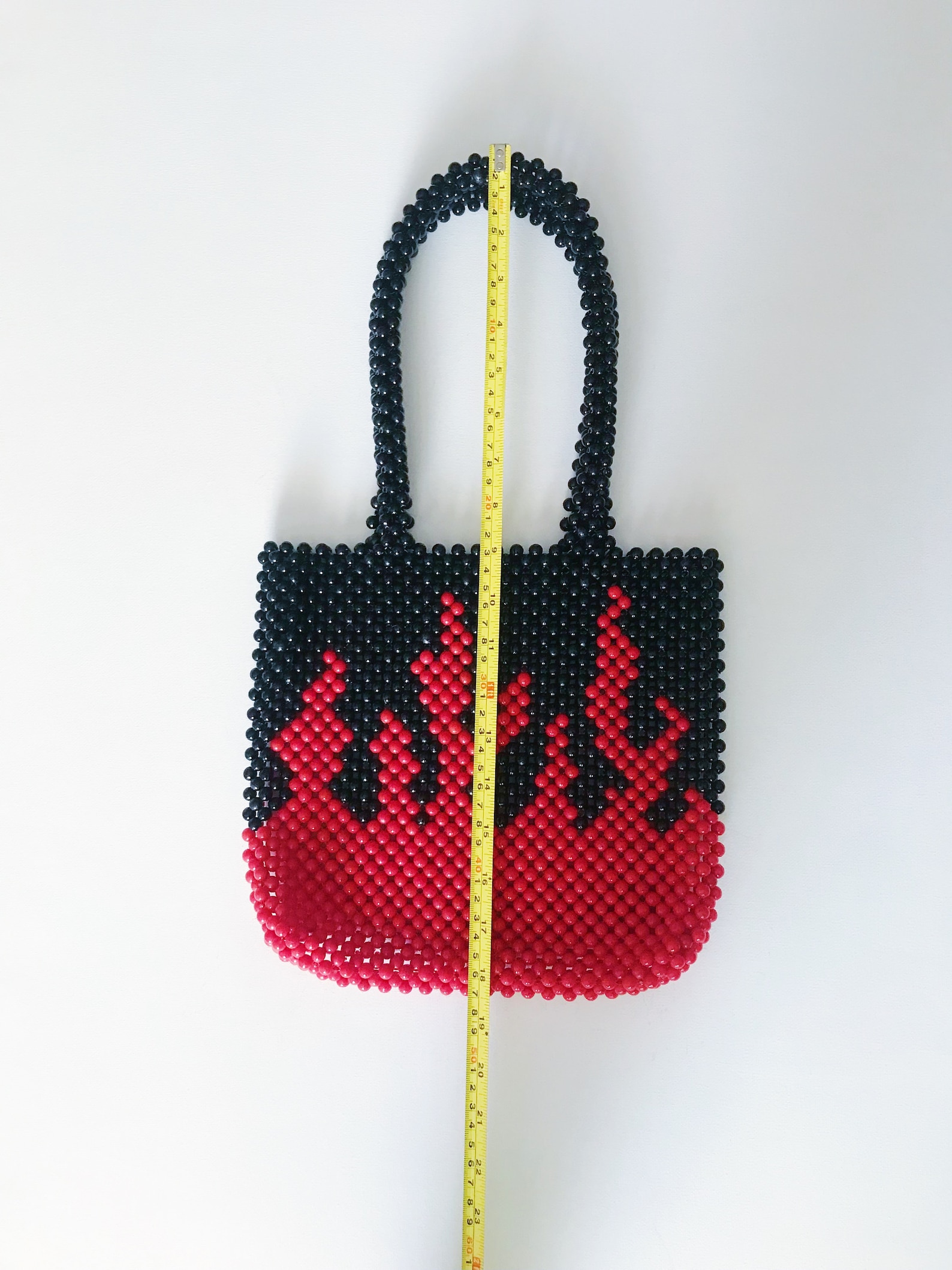 Flaming Beaded Bagred & Black Bead Bag Red Bead - Etsy