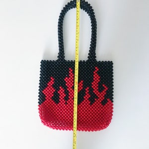 Flaming Beaded Bag,red & Black Bead Bag, Red Bead Bag,valentine's Day ...