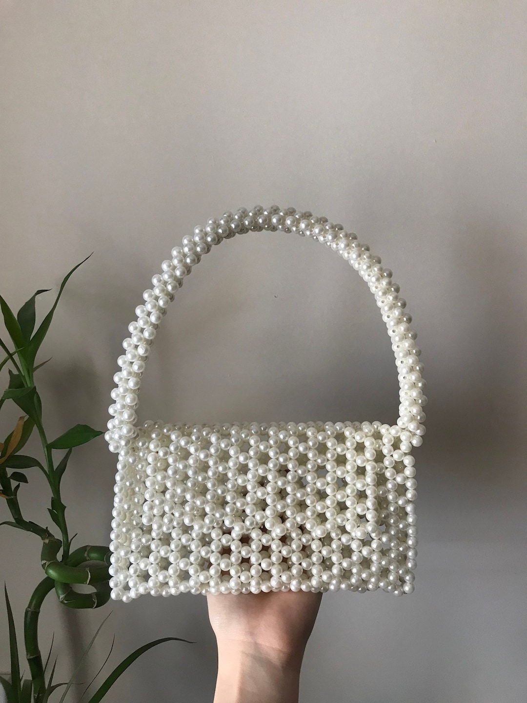 Pearl Bead Bag, Pearl Purse, Pearl Bag, White Evening Bag, Wedding Bag ...