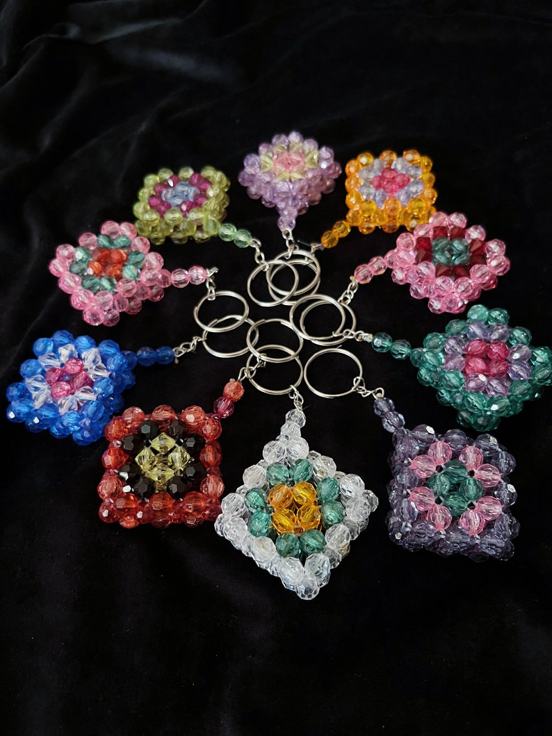 Handmade Granny Square Beaded Keychain, Wedding Favor - Etsy