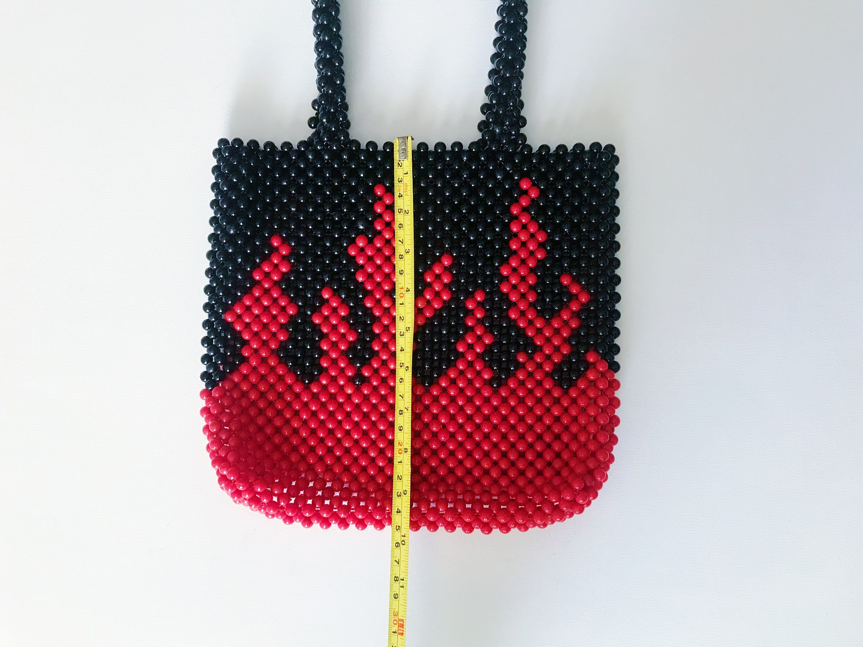 Flaming Beaded Bagred & Black Bead Bag Red Bead - Etsy