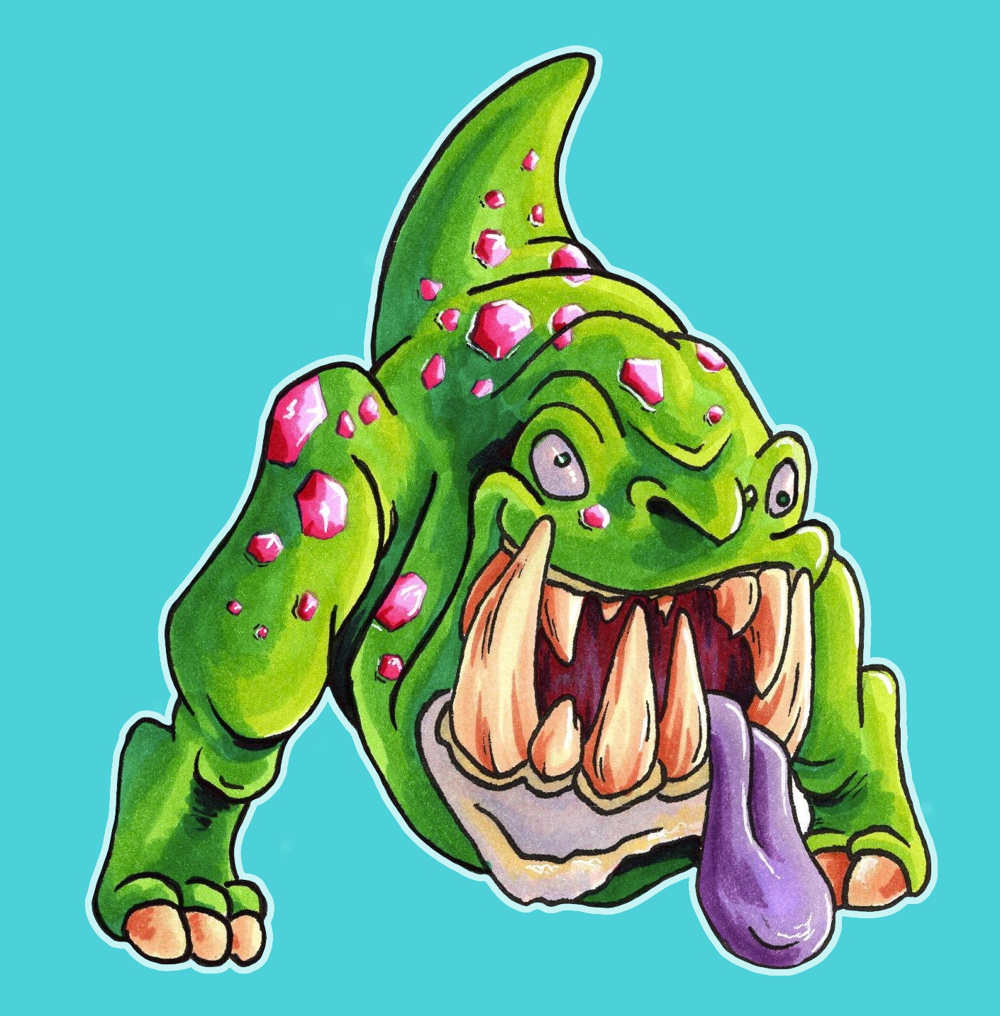 Green and Pink Crystal Squig Sticker - Etsy UK