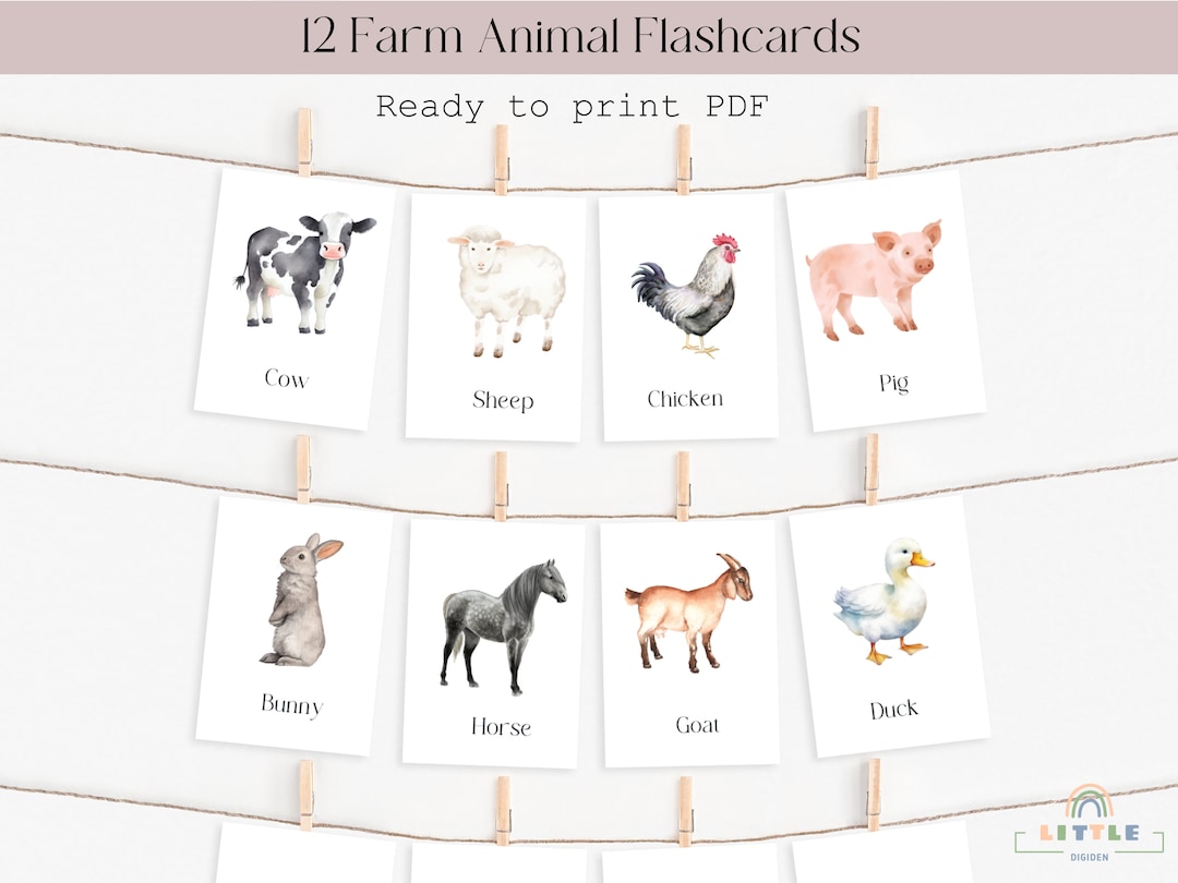 Printable Farm Animal Cards Set - Educational Flashcards for Kids ...