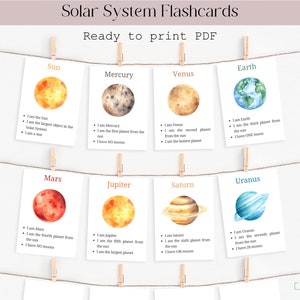 Planets Flashcards, Solar System Cards, Montessori Flashcards, Space ...