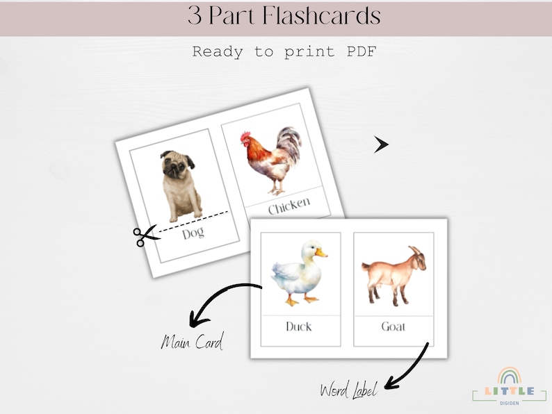 Printable Farm Animal Cards Set - Educational Flashcards for Kids ...