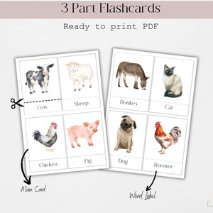 Printable Farm Animal Cards Set - Educational Flashcards for Kids ...