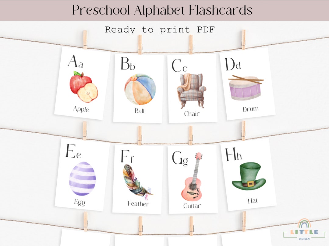 Printable Alphabet Flash Cards Toddlers Preschool Early Learning ...