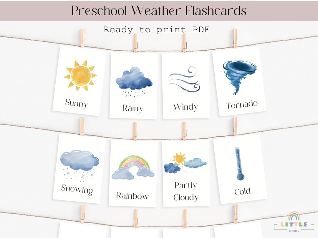 Preschool Weather Cards | Weather Flashcards | Montessori Flashcards ...