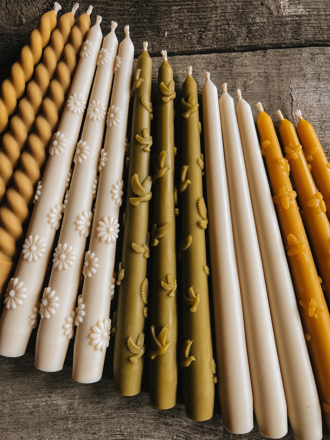 Colored Taper Candles Set, Beeswax Candles Sticks, Tall Boho Candle ...