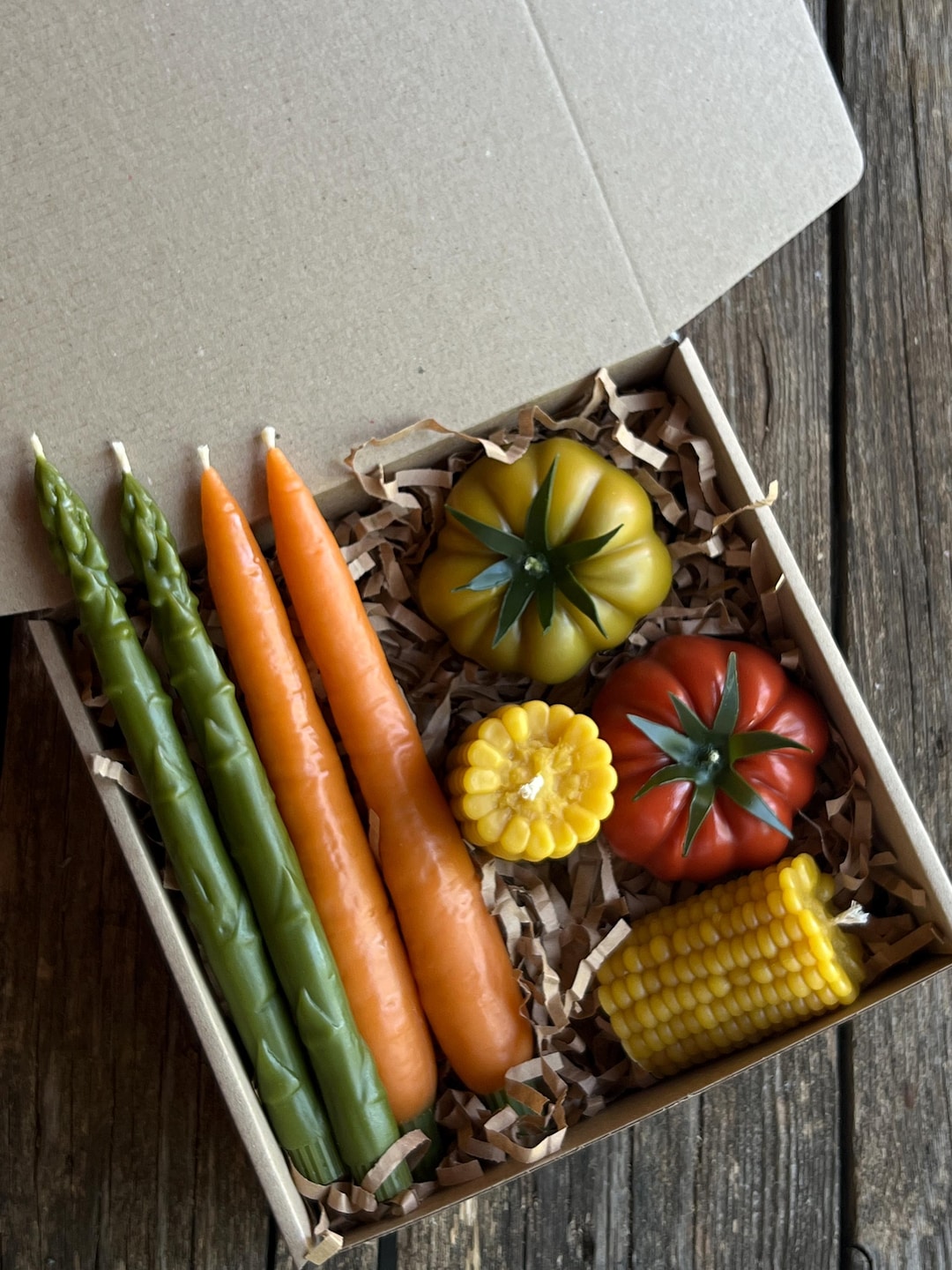 Realistic Vegetables Candles Set: Tomato, Corn, Carrot, Asparagus Fake ...