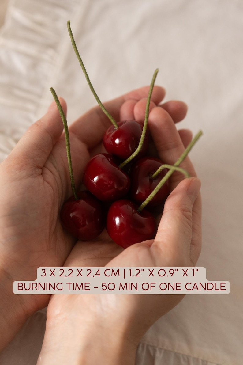 Cherry Candles, Birthday Cake Candles, Fruit Candles, Beeswax Handmade ...