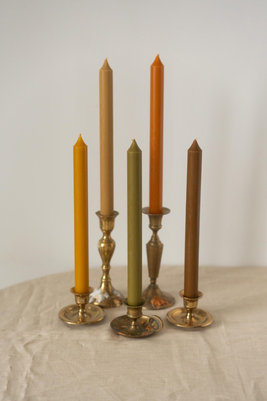 Dinner Taper Candles Set, Beeswax Candles, Candlesticks, Tall Boho ...