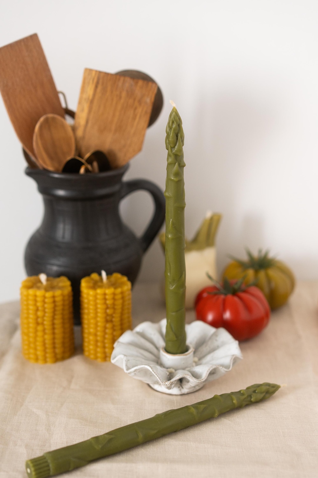 Asparagus Beeswax Candle, Taper Food Candles, Real Vegetables Candles ...