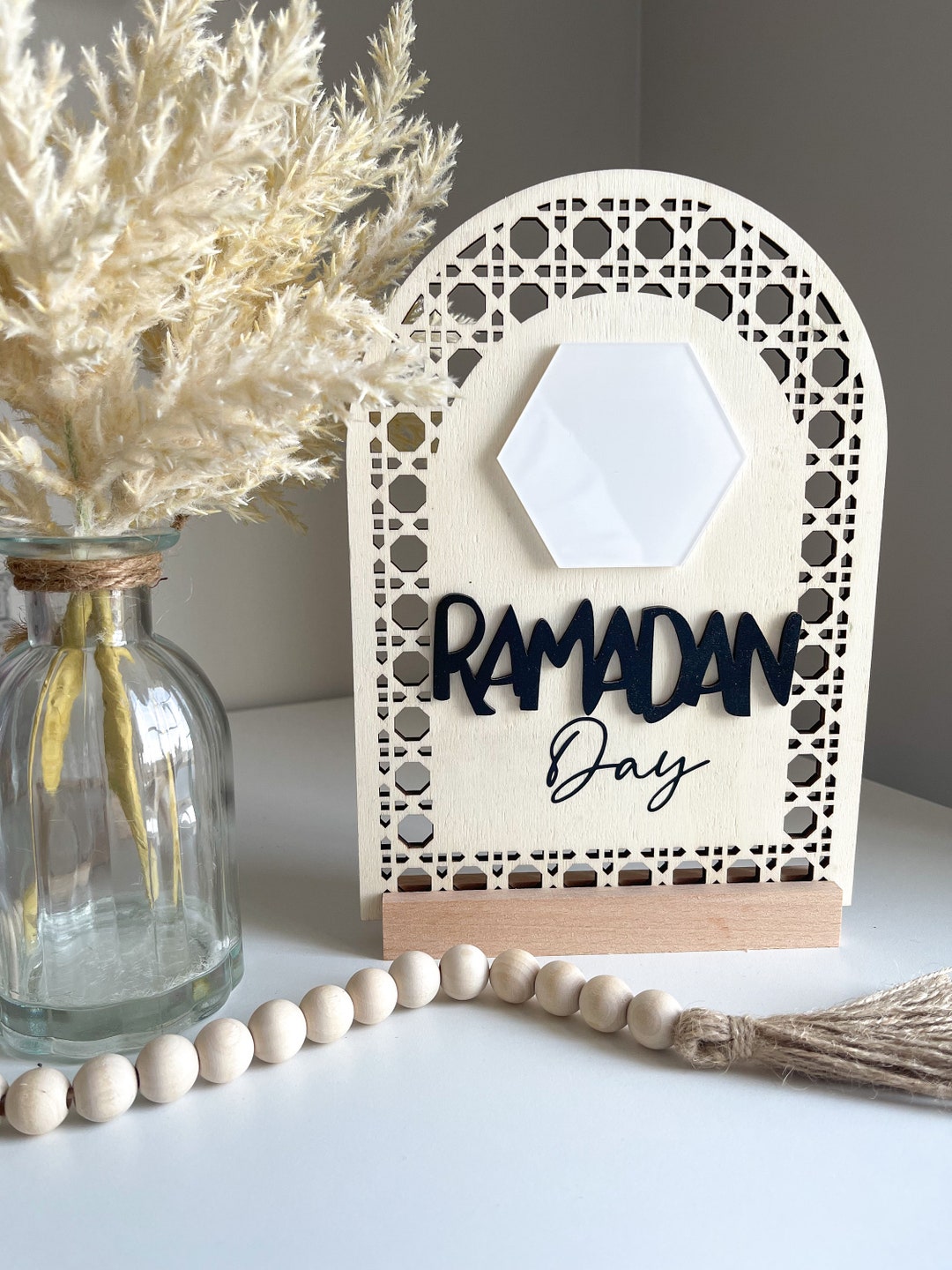 Ramadan Tracker Ramadan Wood Tracker With Dry Erase Marker Rattan Wood ...