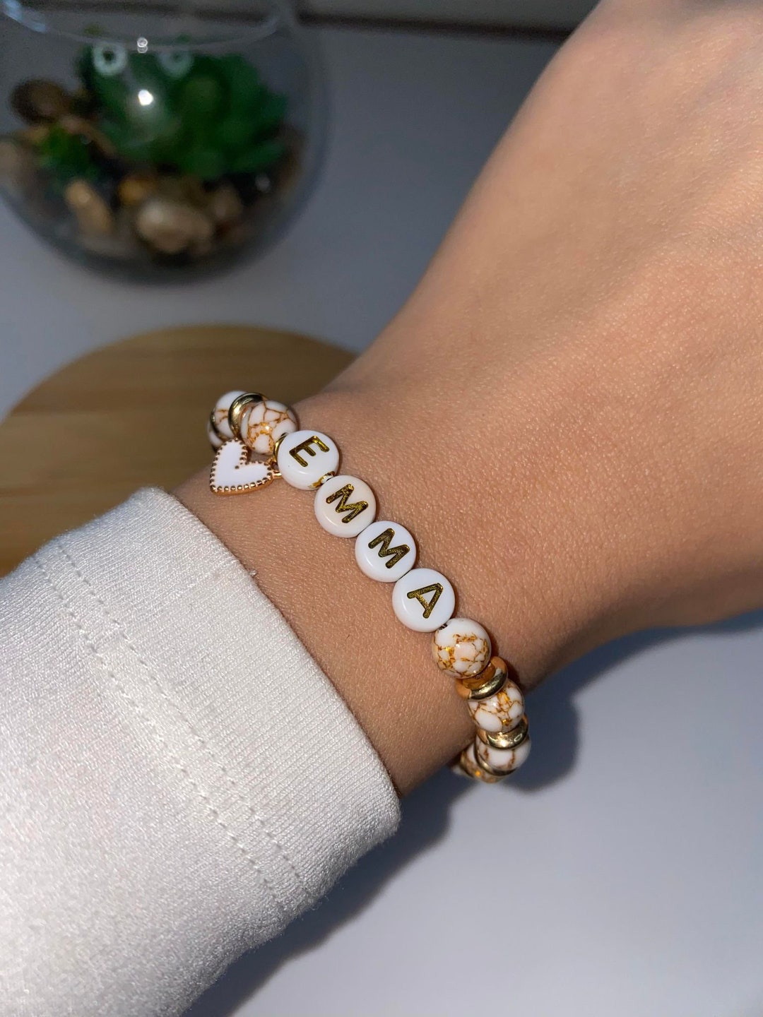 Beaded Custom Name Bracelet | Personalized Letter Bracelet | Handmade ...