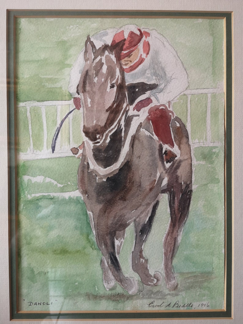 Carol A. Biddle Watercolour Painting danoli Horse Race UK Tommy Treacy ...