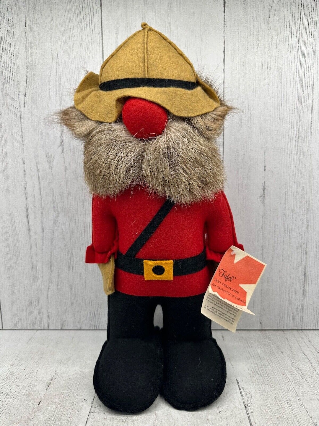 Fufel Canadian Mountie Handcrafted Felt Doll Reindeer Beard Plush 16 ...