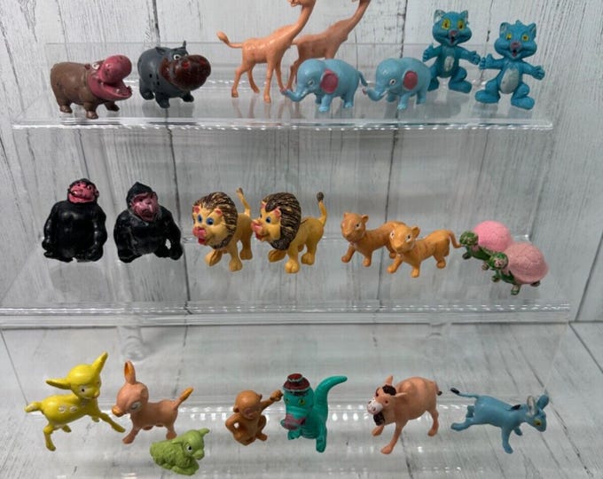 24 Plastic Toy Zoo Jungle Animals Hong Kong Vintage Anatomical Correct ...
