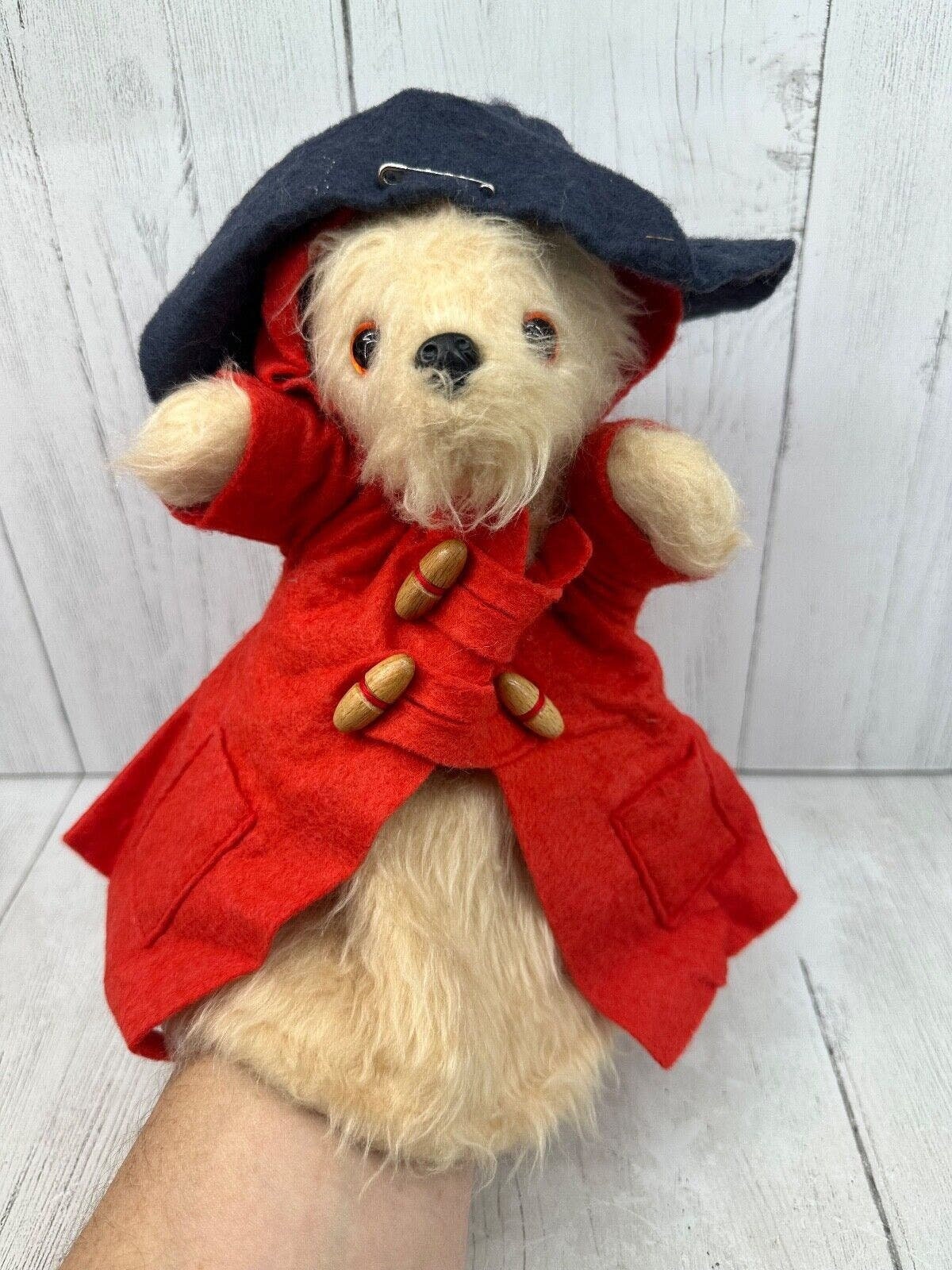Paddington Bear Puppet Gabrielle Designs England Red Coat Blue Hat ...