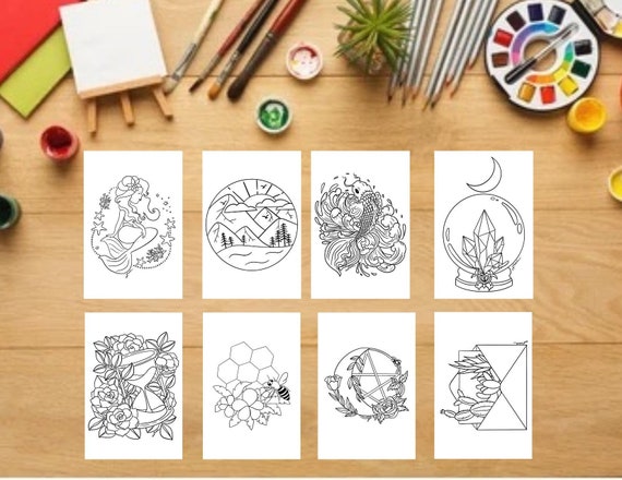 Coloring Pages 4x6 Pack of 8 Kids Coloring Mermaid Koi - Etsy