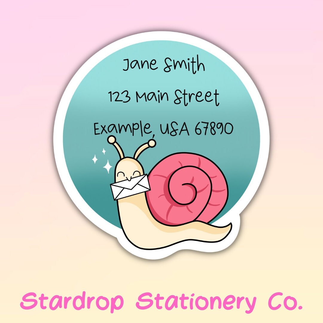 Cute Snail Custom Address Labels | Shaped Address Label | Personalized ...