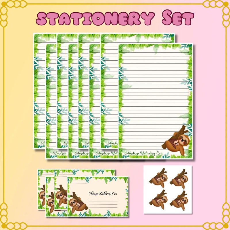 Writing Set With Sloth - Etsy