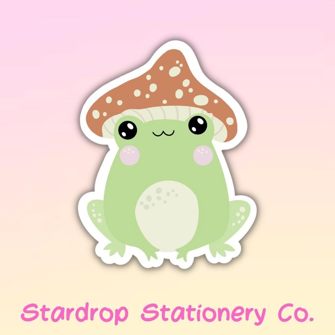 Mushroom Froggy Die Cut Sticker | Cottage Core | Cute Frog | Laminated ...