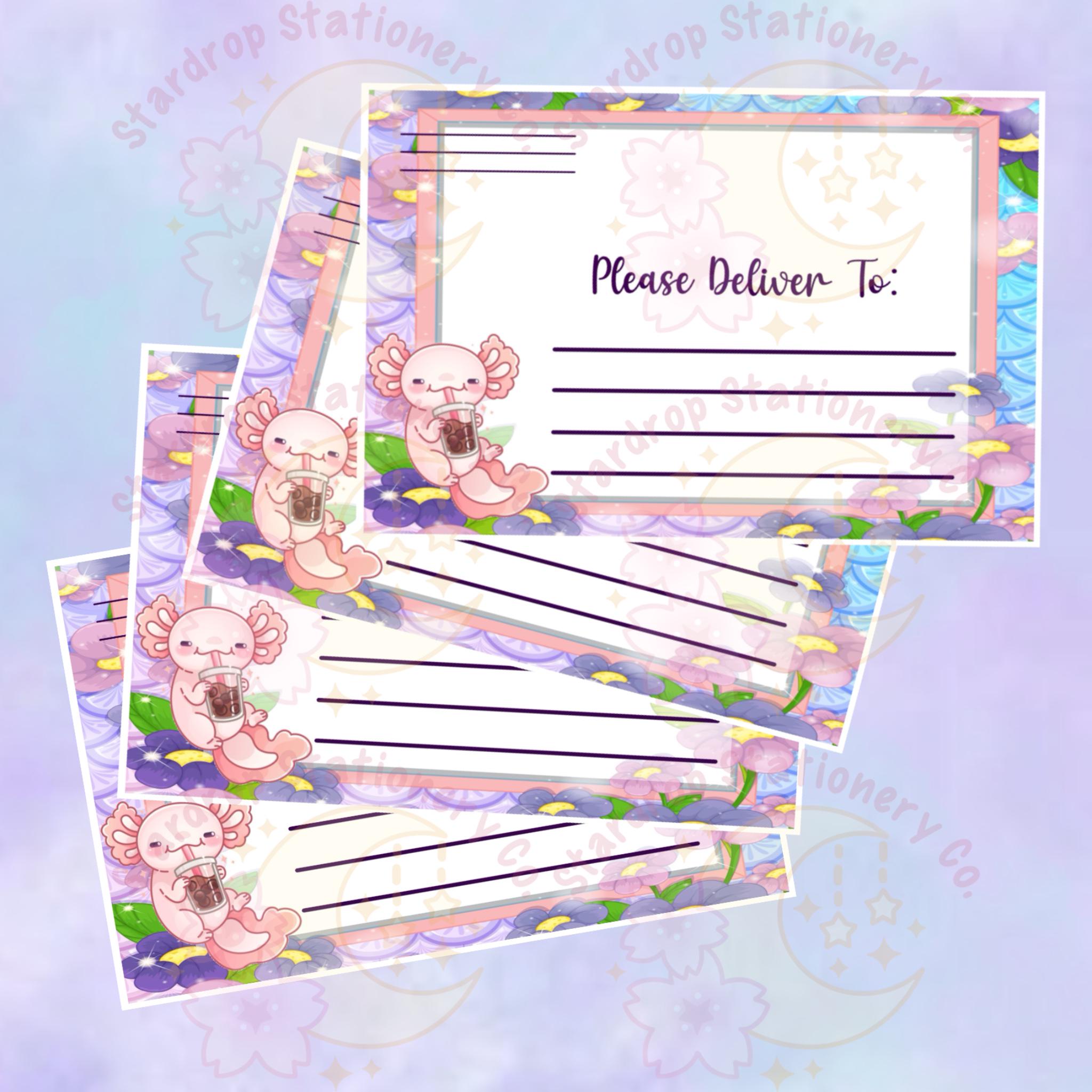Axolotl Stationery Set: Half Sheet Letter Writing Kit - Etsy