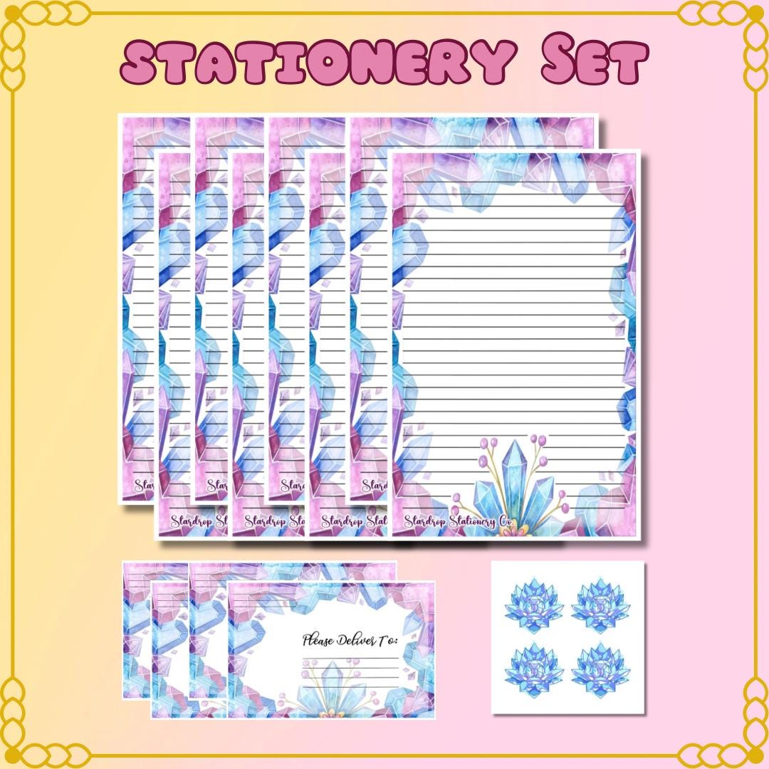 Crystal Stationery Set: Half Sheet Letter Writing Kit With Envelopes ...