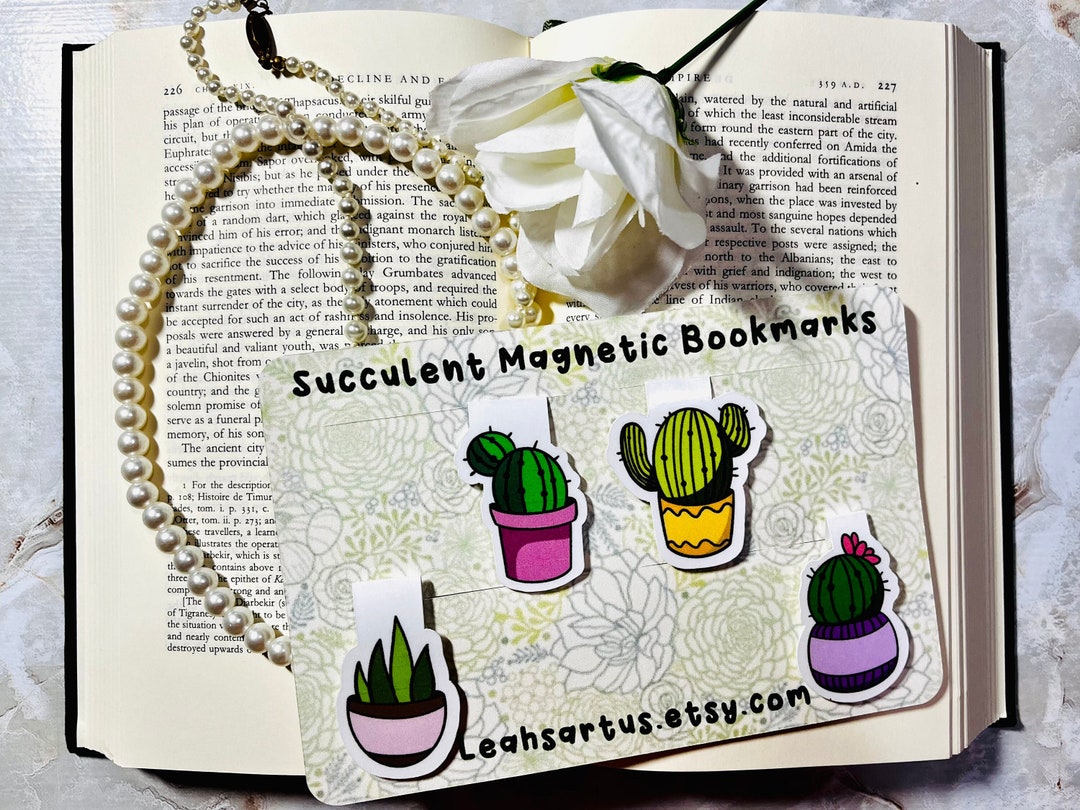 Succulent Magnetic Bookmarks Set of 4 Gift for Her Gift for Him Friend ...