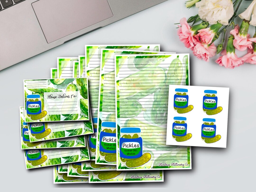 Pickle Half Sheet Stationery Set | Letter Writing | Lined and Unlined ...