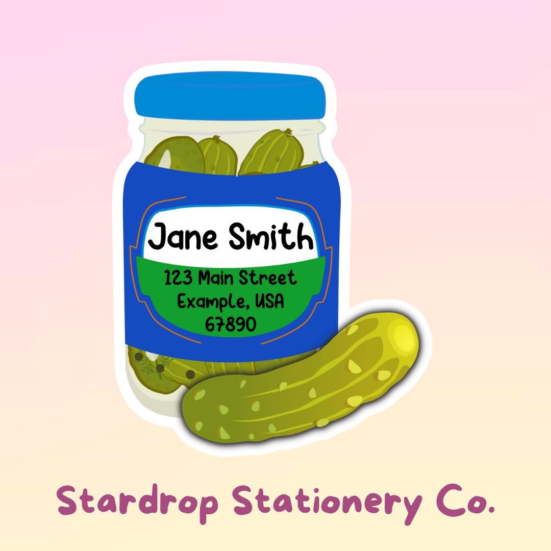 Pickle Jar Custom Shaped Address Labels | Snail Mail Return Address | Pickle Jar | Letter ...
