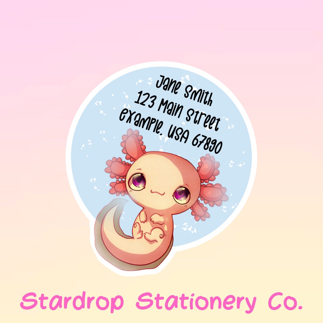 Cute Axolotl Custom Address Labels | Shaped Address Label ...
