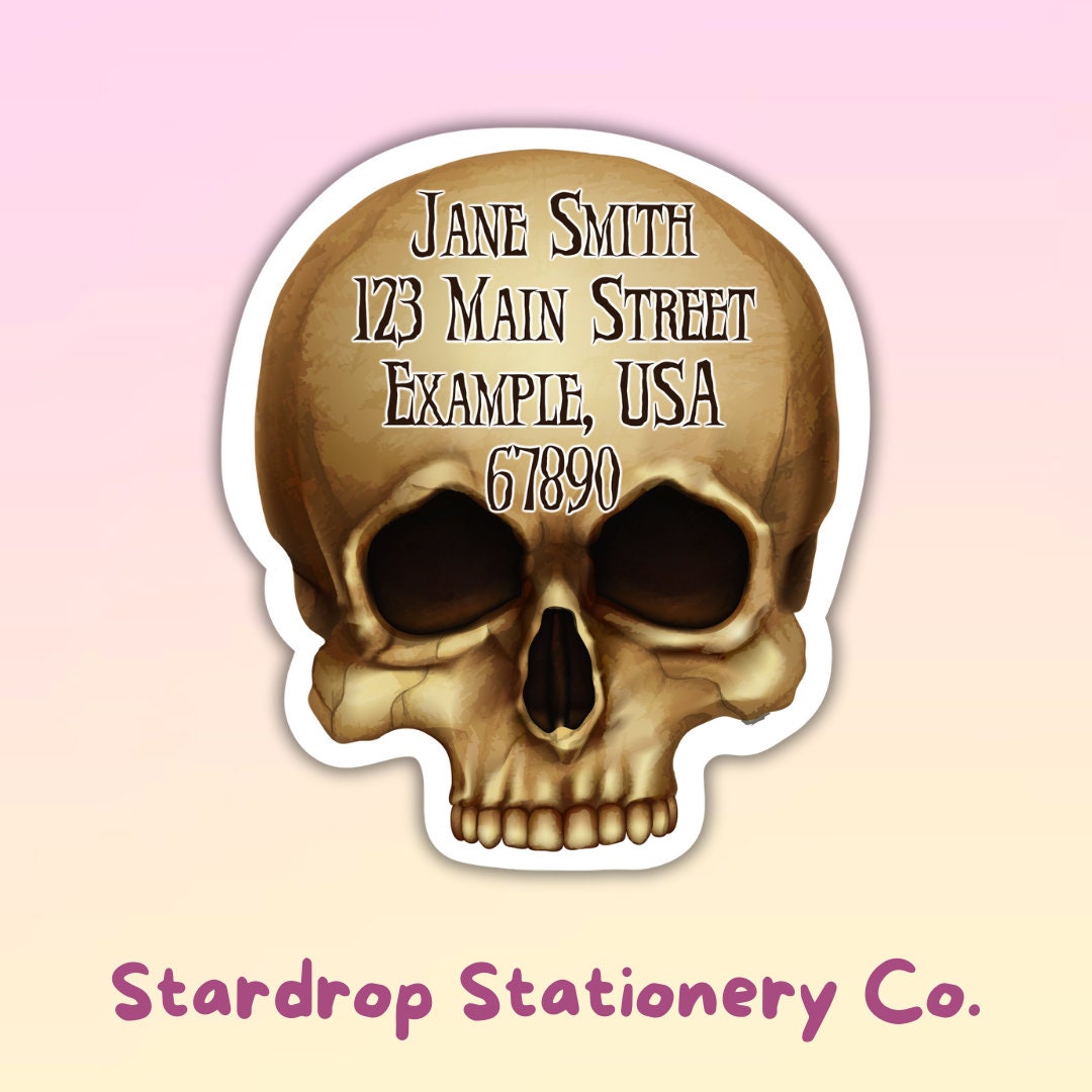 Spooky Skull Custom Shaped Address Labels | Return Address | Halloween ...