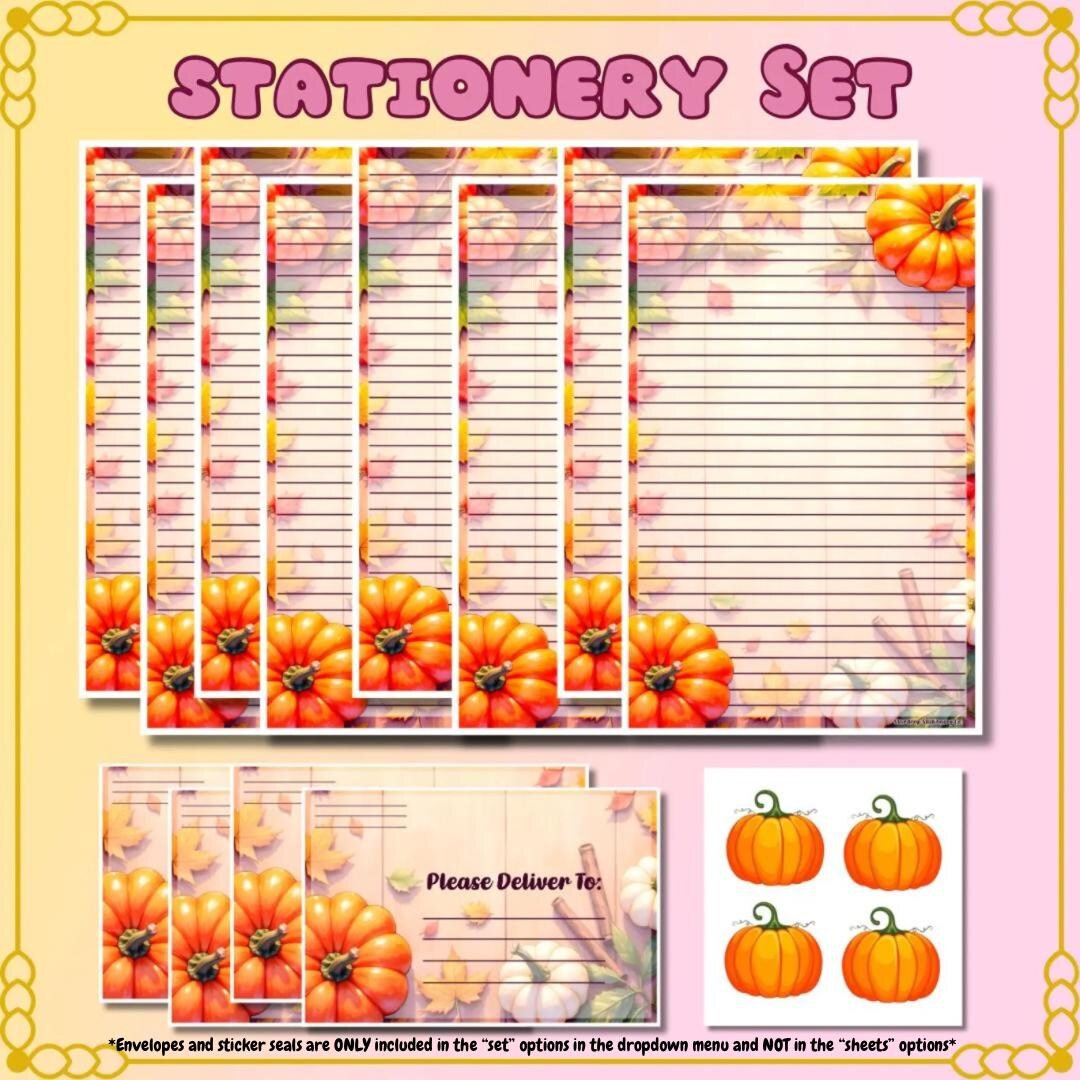 Autumn Pumpkins Stationery Set: Half Sheets, Envelopes & Seals - Etsy