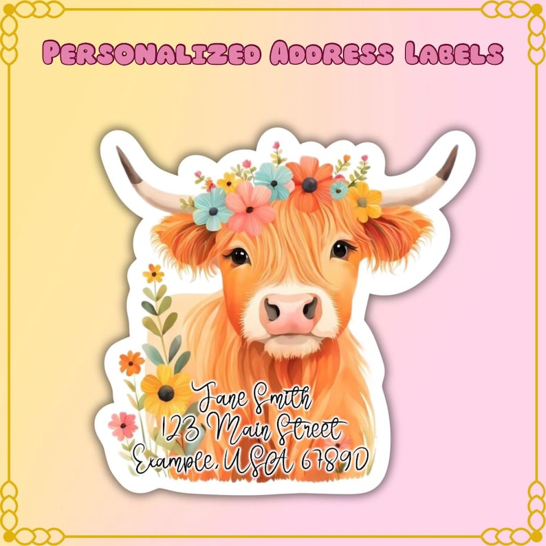 Highland Cow Custom Address Labels: Personalized Snail Mail - Etsy