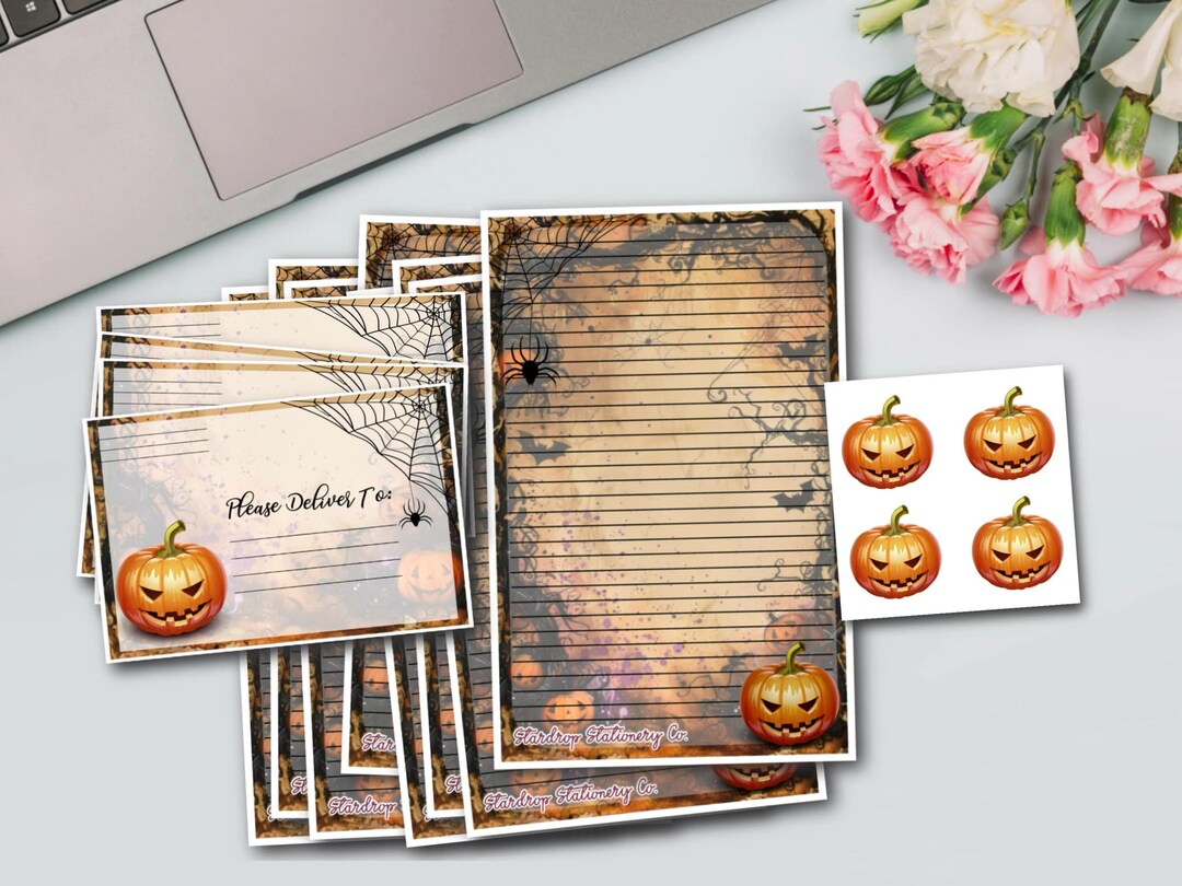 Spooky Halloween Half Sheet Stationery Set Halloween Lined Paper ...