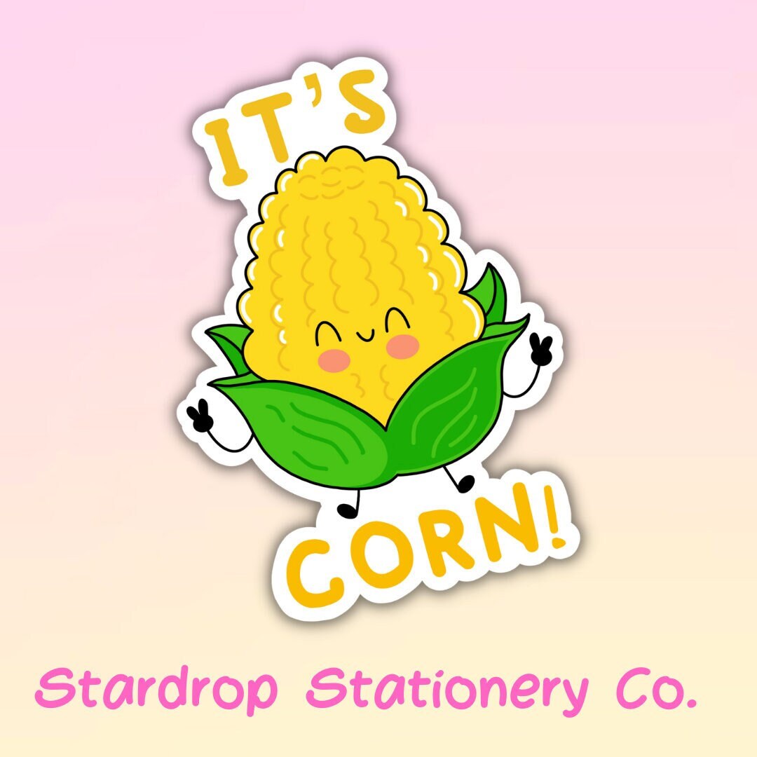 It's Corn Kawaii Corn Cob Die Cut Sticker A Big Lump With Knobs Funny ...