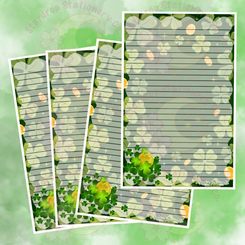St. Patrick's Day Stationery Set | Clover Letter Writing - Etsy