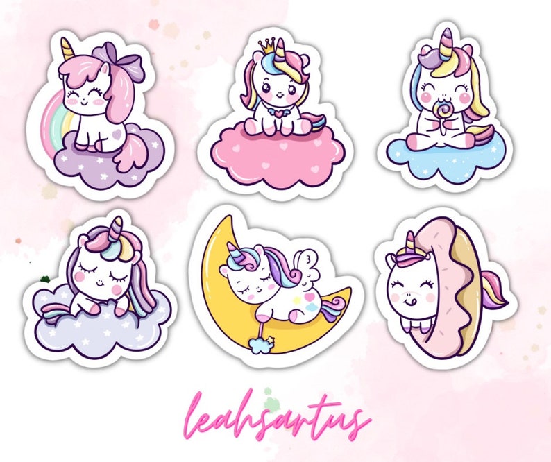 Pastel Kawaii Unicorns Sticker Set Cute Kawaii for Kids - Etsy