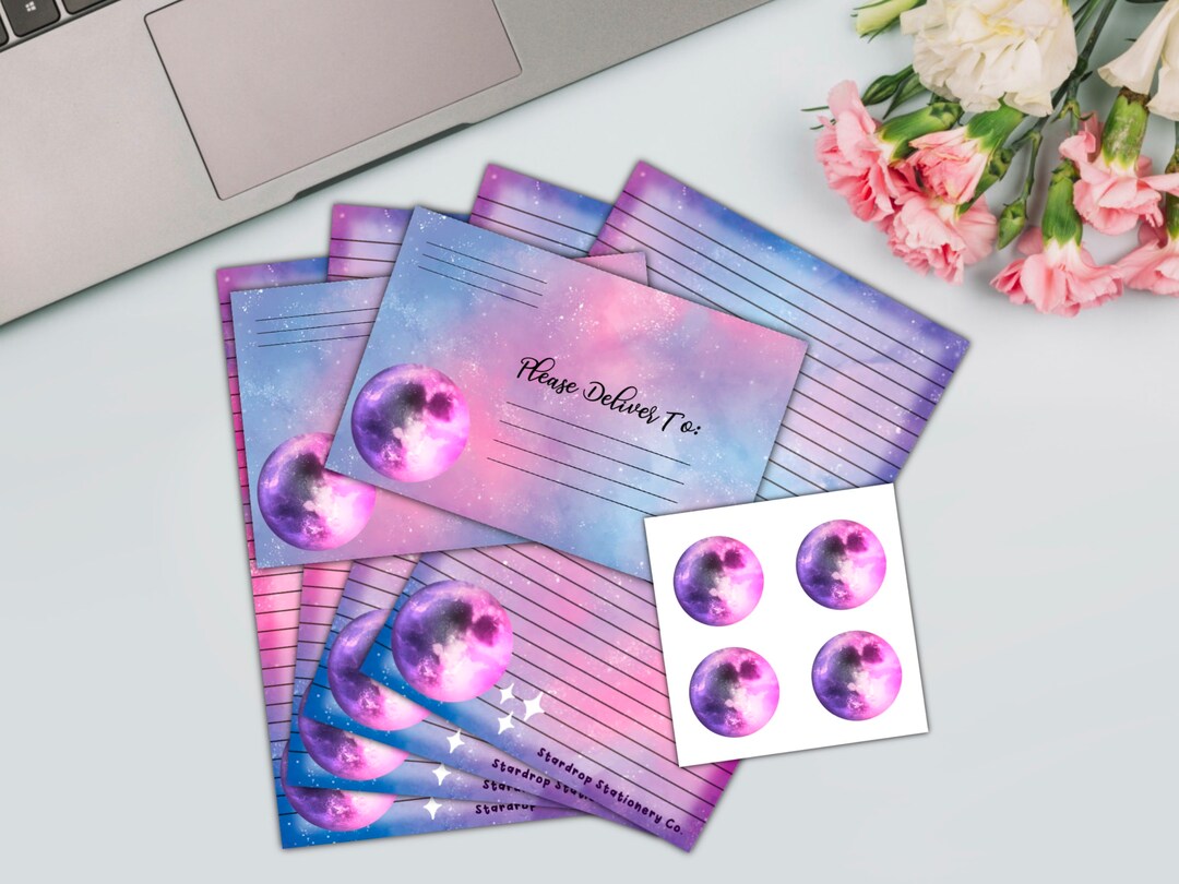 Galaxy Full Moon Half Sheet Stationery | Stationery Set | Outer Space ...