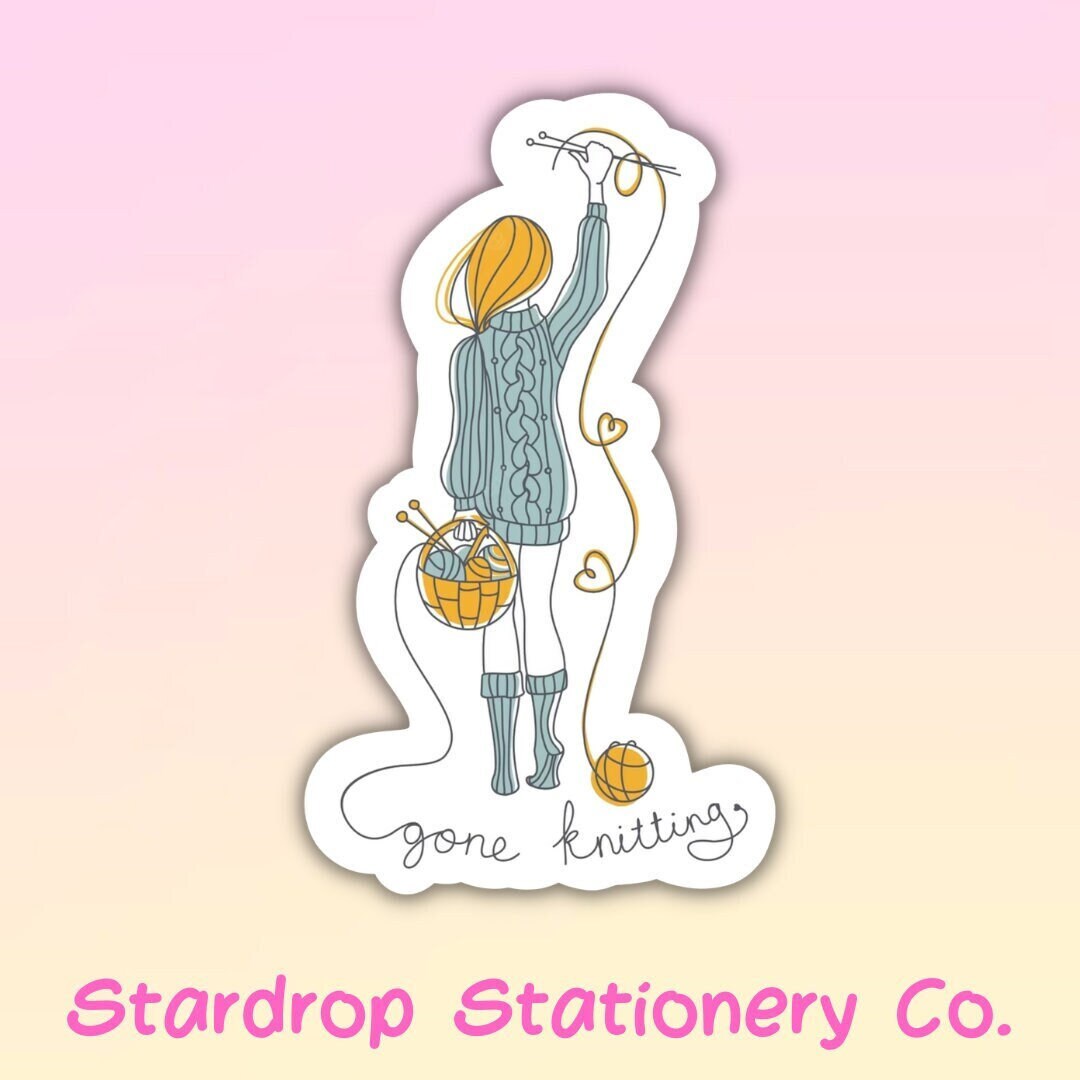 Gone Knitting Die Cut Sticker Knitting Crocheting Crafting Laminated ...